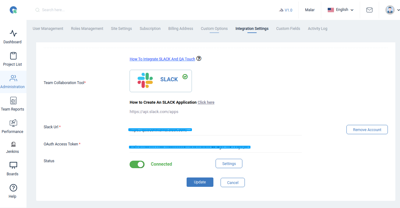 How To Integrate Slack with QA touch?