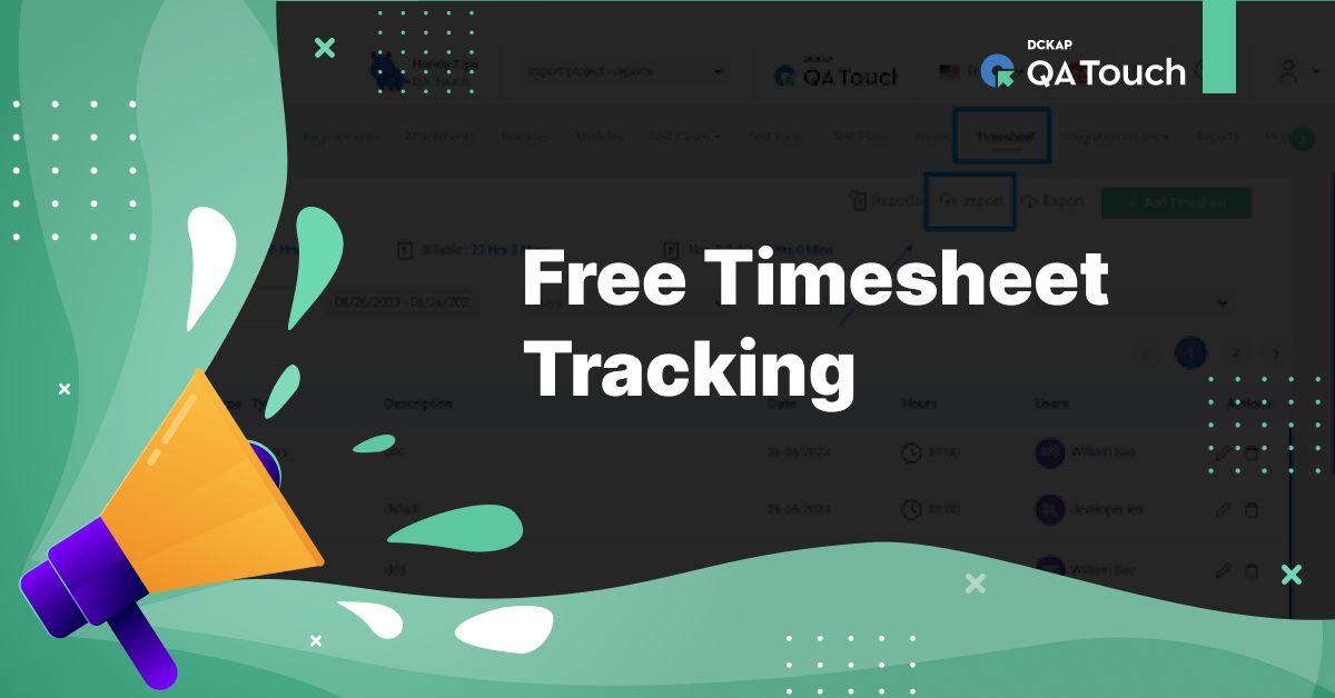 Free Timesheet Tracking Feature launched over QA Touch